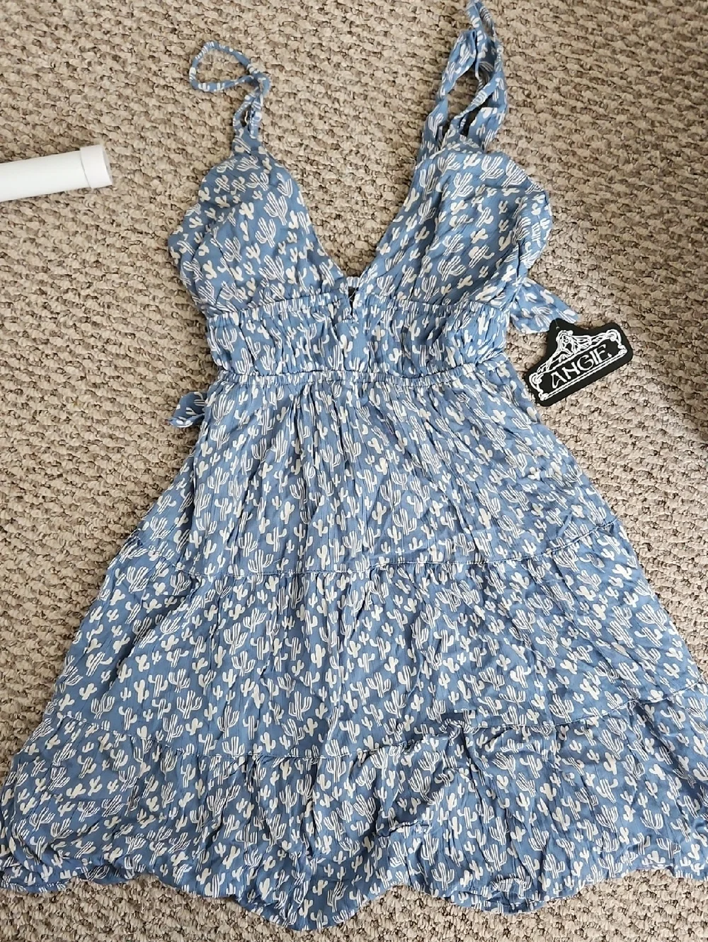Angie | Dresses | Nwt Angie Blue Cactus Tie Open Back Mini Dress | Poshmark